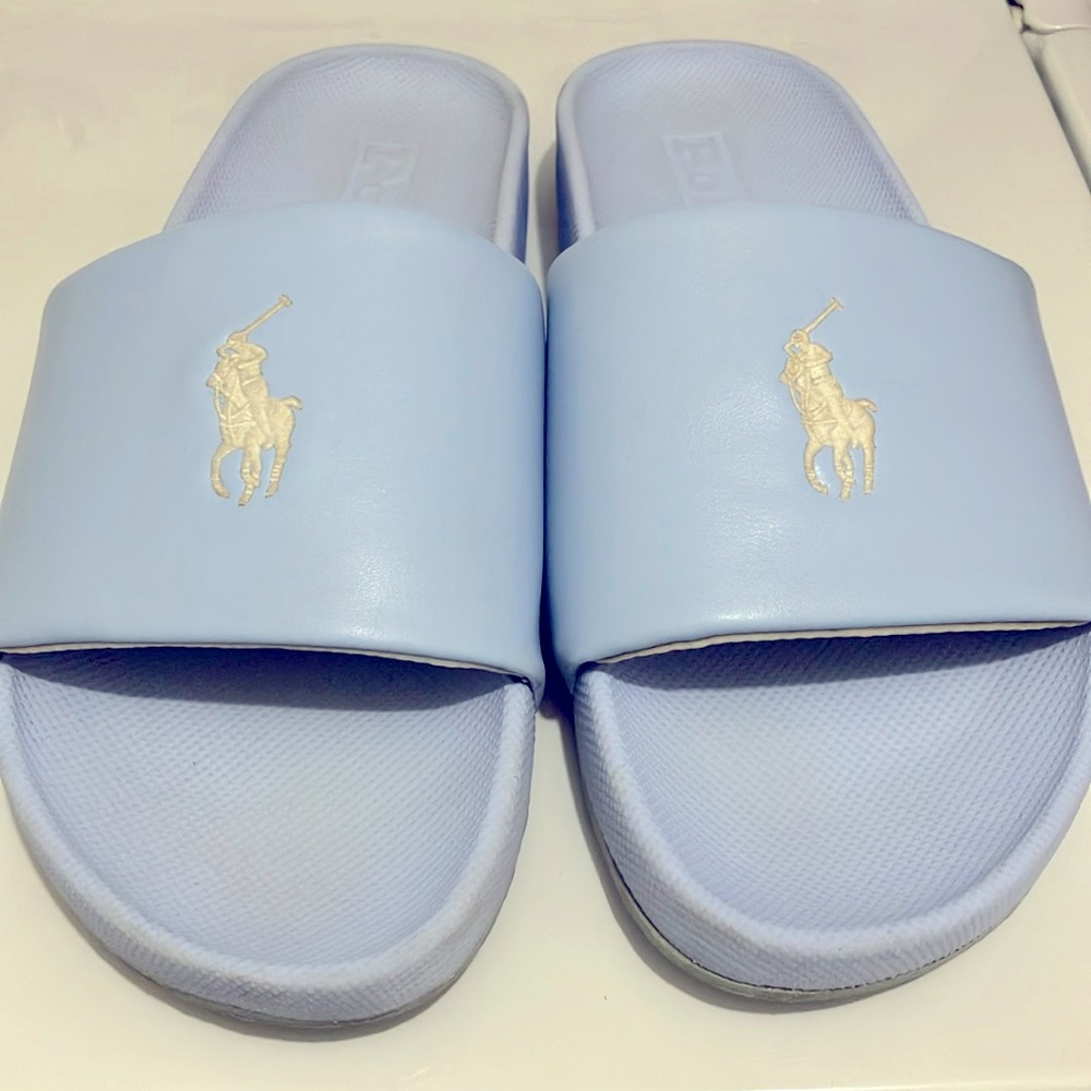 Polo Ralph Lauren Crayson Big Pony Slides Faux Leathe… - Gem